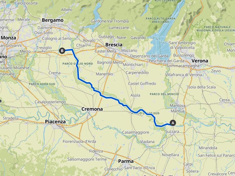 Romanore Stz-Rom Ciclovia Oglio 134 km | giro in MTB | komoot